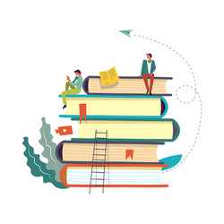 High book stack cartoon pile of reading materials Vector Image
