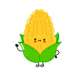 Cute sad corn character hand drawn cartoon Vector Image