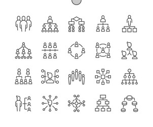 Chart organization thin line icons set hierarchy Vector Image