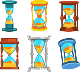 Cartoon hourglass old sandglass with falling sand Vector Image