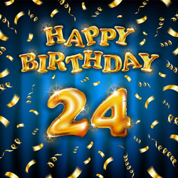 Happy birthday 24 message made golden Royalty Free Vector