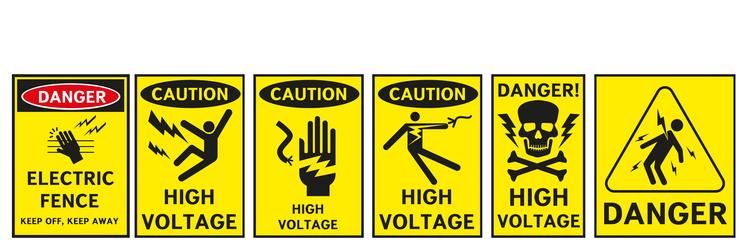 High voltage sign square yellow electrical hazard Vector Image