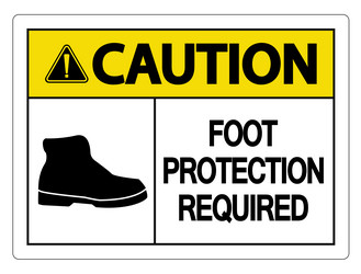 Caution foot protection required wall sign Vector Image