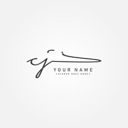 Initial letter cj logo - hand drawn signature Vector Image