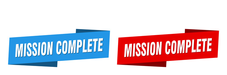 Mission complete label orange Royalty Free Vector Image