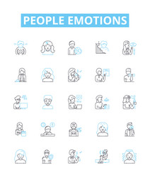 People emotions line icons set joyful sad Vector Image