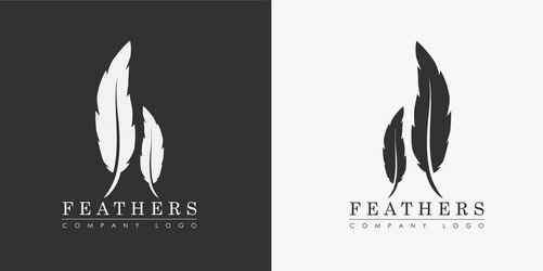Logo design with feather and company name Vector Image