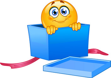 Emoticon with gift Royalty Free Vector Image - VectorStock