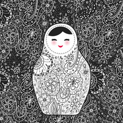 Card design with kawaii russian doll matrioshka Vector Image