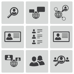 Black people search icons set Royalty Free Vector Image