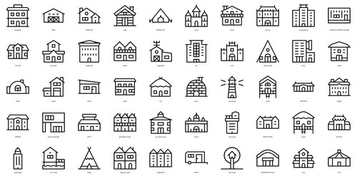 Set of type houses icons Royalty Free Vector Image
