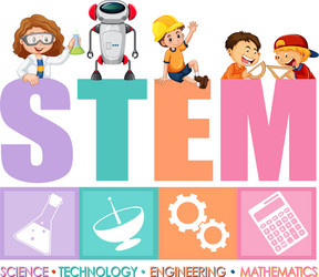 Stem education logo with little kids cartoon Vector Image