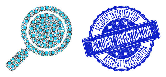 Accident investigation watermark stamp Royalty Free Vector