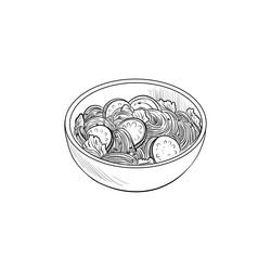 Drawing bowl with udon noodles Royalty Free Vector Image