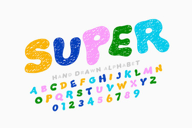 School cyrillic font for kids pencil crayon Vector Image