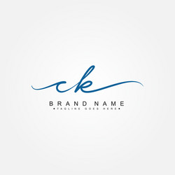 Ck simple signature logo - handwritten template Vector Image