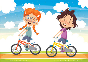 Kids cycling Royalty Free Vector Image - VectorStock