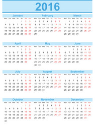 European 2015 2016 2017 2018 year calendar Vector Image