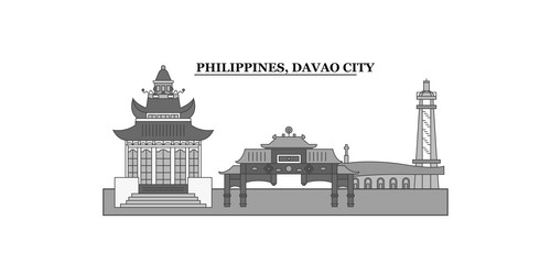 Philippines davao city travel landmark Royalty Free Vector