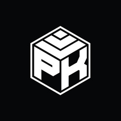 Pk logo monogram with hexagon geometric isolated Vector Image