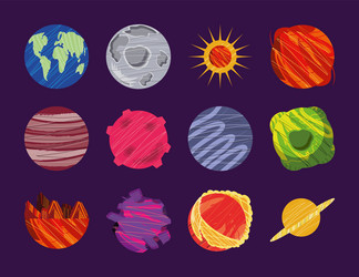 Planets space universe icon Royalty Free Vector Image