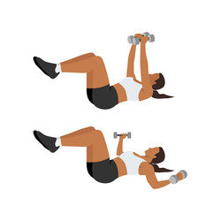 Woman doing chest fly exercise flat Royalty Free Vector