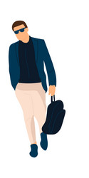 Businessman going to work meeting cartoon man Vector Image