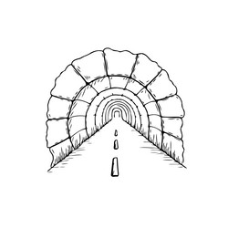 Tunnel Linear Perspective Sketch Royalty Free Vector Image