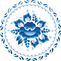 Blue flower ornament gzhel russian style Vector Image