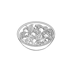 Drawing bowl with udon noodles Royalty Free Vector Image