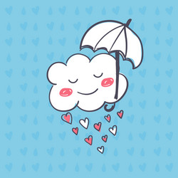 Happy fluffy cloud with stars background Vector Image