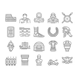 Ancient rome antique history icons set Royalty Free Vector