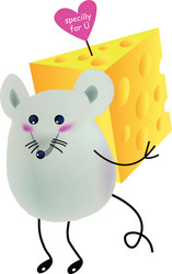 Cute mouse holding cheese Royalty Free Vector Image