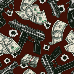 Gangster and money vintage seamless pattern Vector Image
