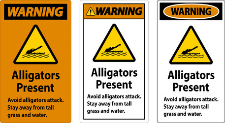 Alligator warning sign danger - alligators Vector Image