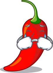 Sad crying gesture red chili cartoon character Vector Image