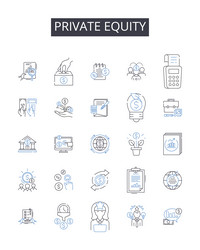 Private equity line icons collection venture Vector Image