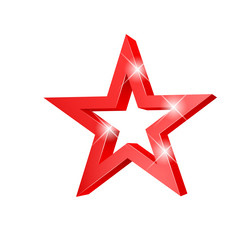 Red 3d star with golden 3d star with highlights Vector Image