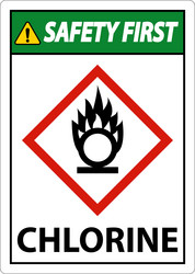 Safety first chlorine oxidizer ghs sign on white Vector Image