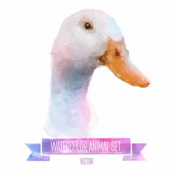 Set of watercolor cute goose Royalty Free Vector Image
