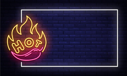 Mexican hot food logo in neon style sign Vector Image