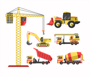 Construction heavy equipment crane and building Vector Image
