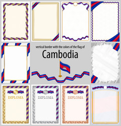 Vertical frame and border with cambodia flag Vector Image