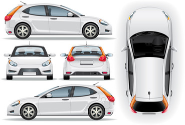 Car template side front back top view Royalty Free Vector