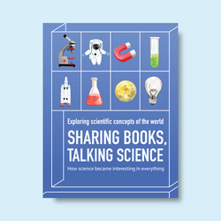 Science cover book design with laboratory Vector Image