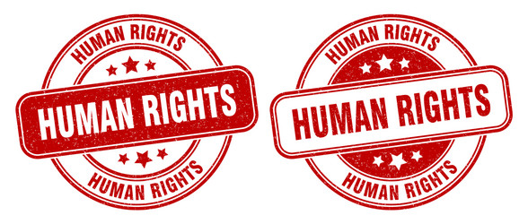 Human rights stamp label round Royalty Free Vector Image