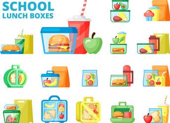 Lunch box with food banner Royalty Free Vector Image