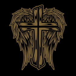Christian cross wing drawing blak Royalty Free Vector Image