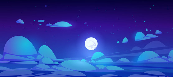 Night sea landscape with moon stars and clouds Vector Image