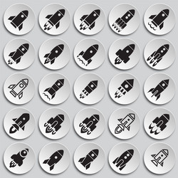 Rocket icons set on squares background for graphic